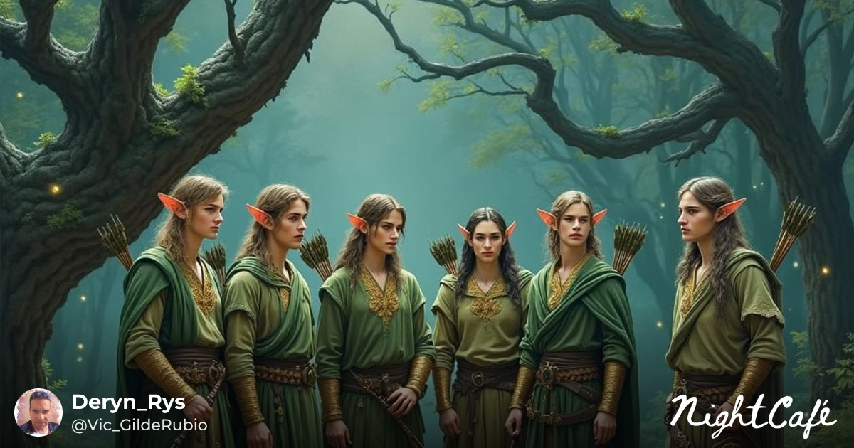 In a forest at midnight is a group of Elves wearing green and gold ...