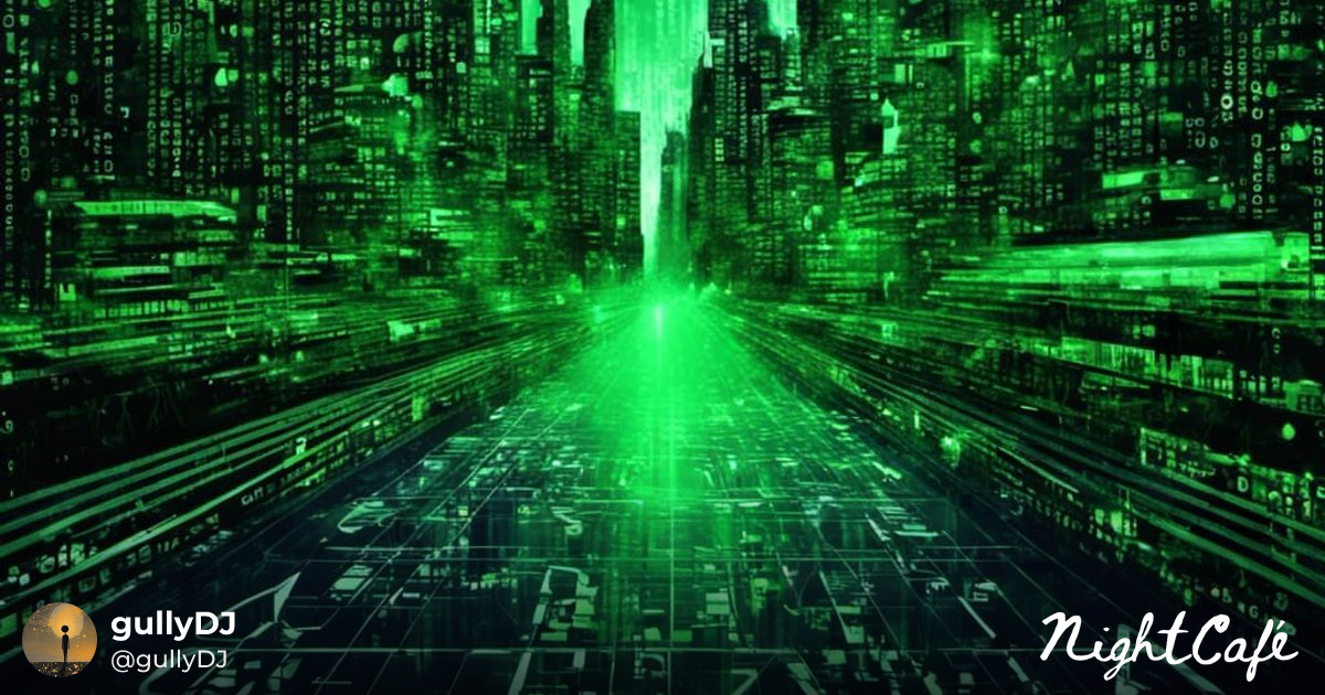 Matrix Style Cityscape in Binary ASCII Art - AI Art