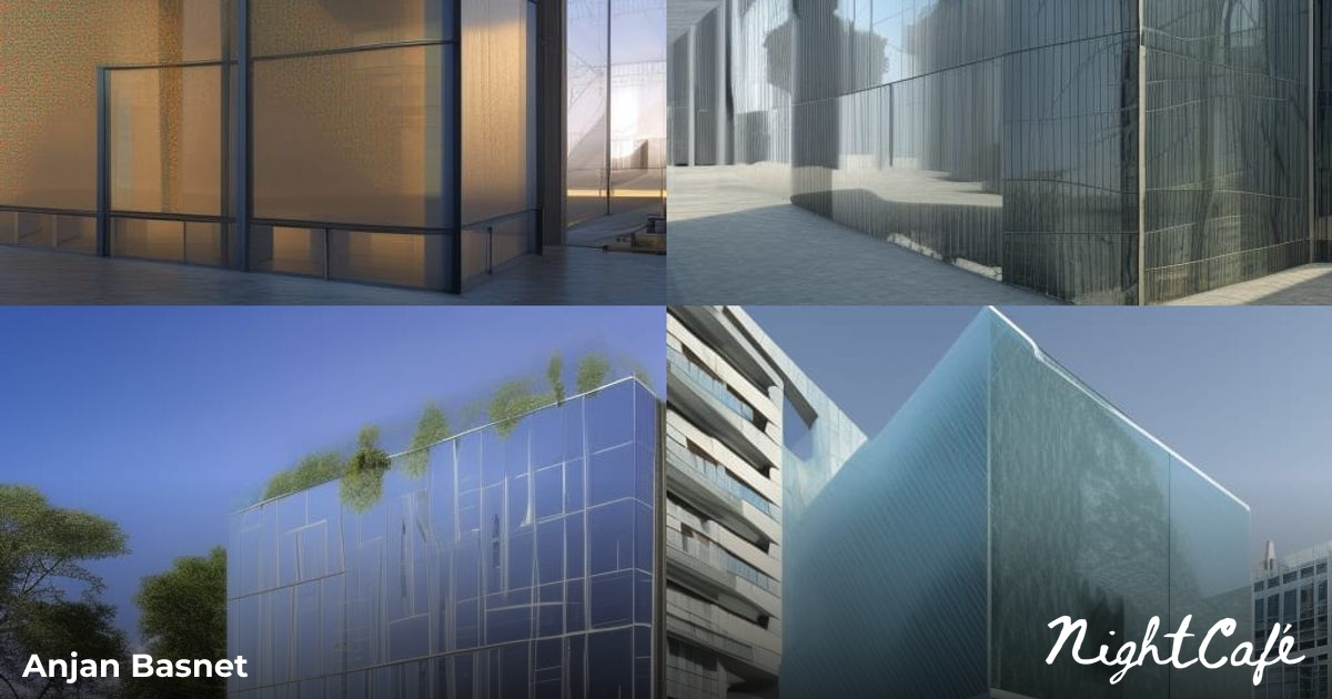 Futuristic Glass Building Reflecting Colorful Patt... - AI Art