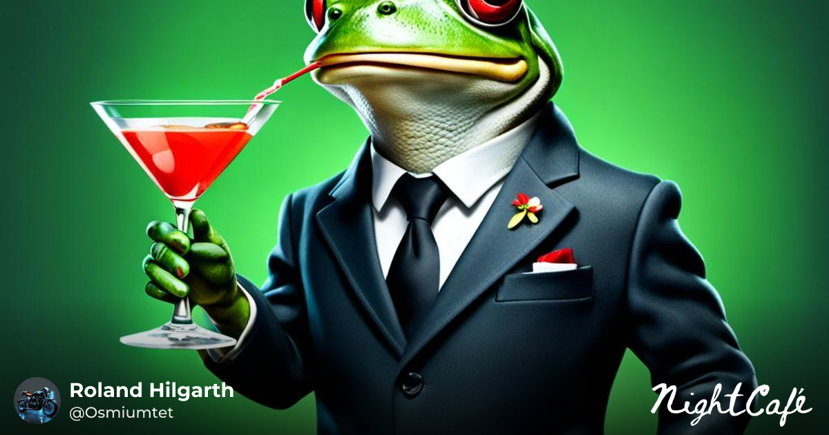 High class frog - Secret Agent Frog Sipping a Martini