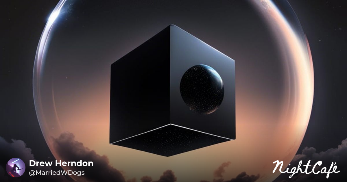 UAP - Black Cube UFO Encased in Clear Sphere