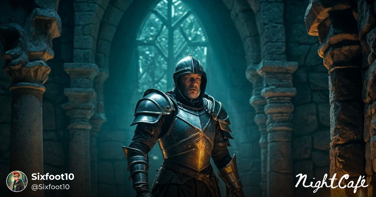 Glowing Dagger Held by Armored Warrior - AI Art