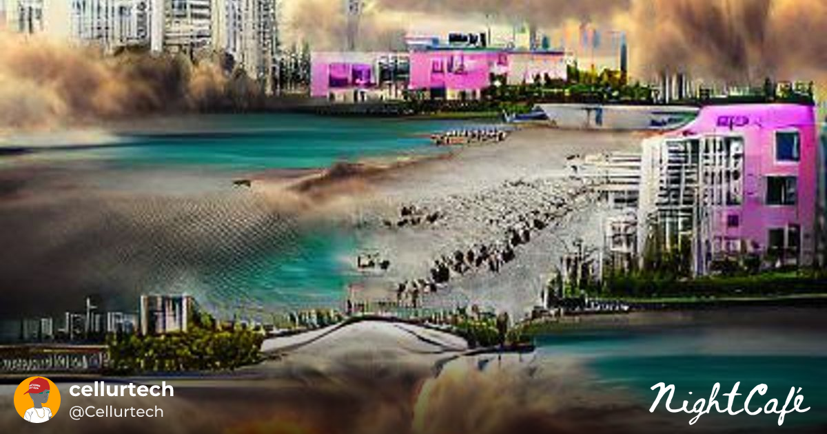 Apocalyptic Miami Beach: Digital Illustration in 8... - AI Art