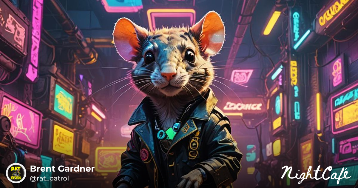 Steampunk Psychedelic Rat in Dystopian Cyberpunk W... - AI Art