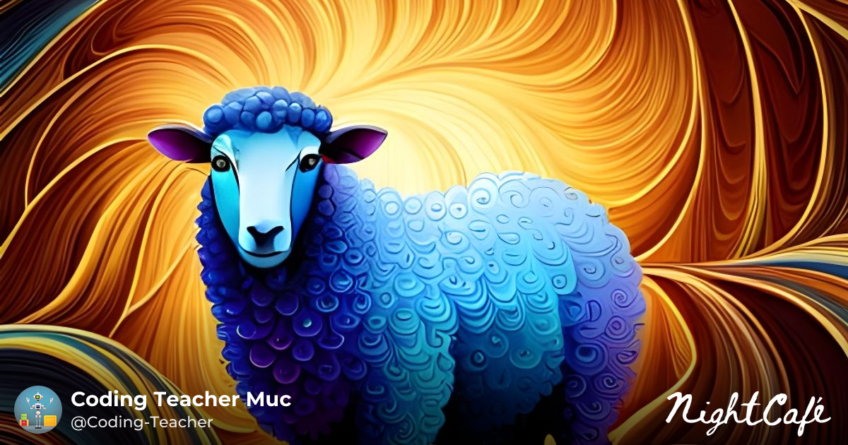 Blue Sheep - Abstract Fractal Sheep Vector Illustration