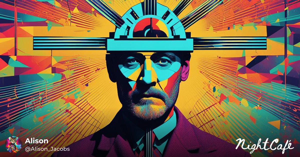 Psychedelic Man with Windmill Head: Pop Art Print - AI Art