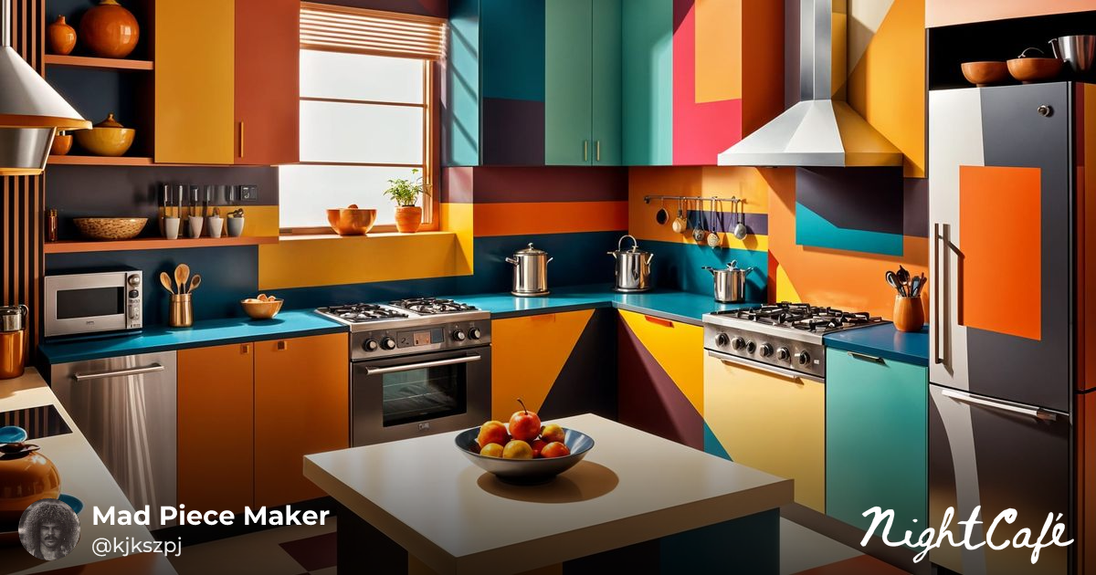 Kitchen of the cubist - Cubist Kitchen Scene in Geometric Fa...