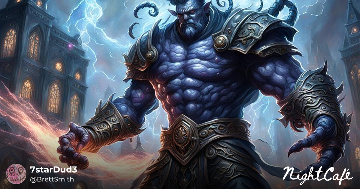 Imposing Fantasy Boss with Dark Steel Gauntlets - AI Art