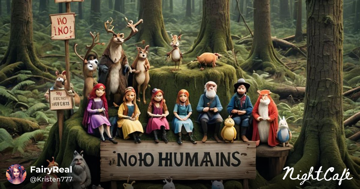 Fairytale Characters' Forest: Humans Forbidden - AI Art