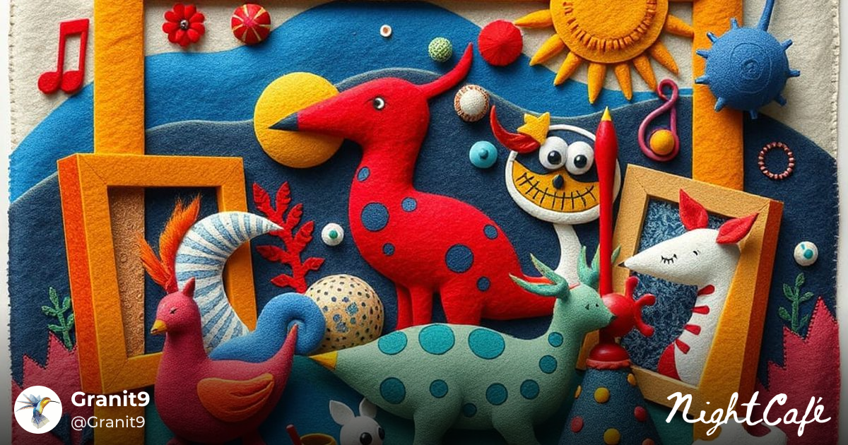 Kaleidoscopic Fairytale Scene in Colorful Felt - AI Art