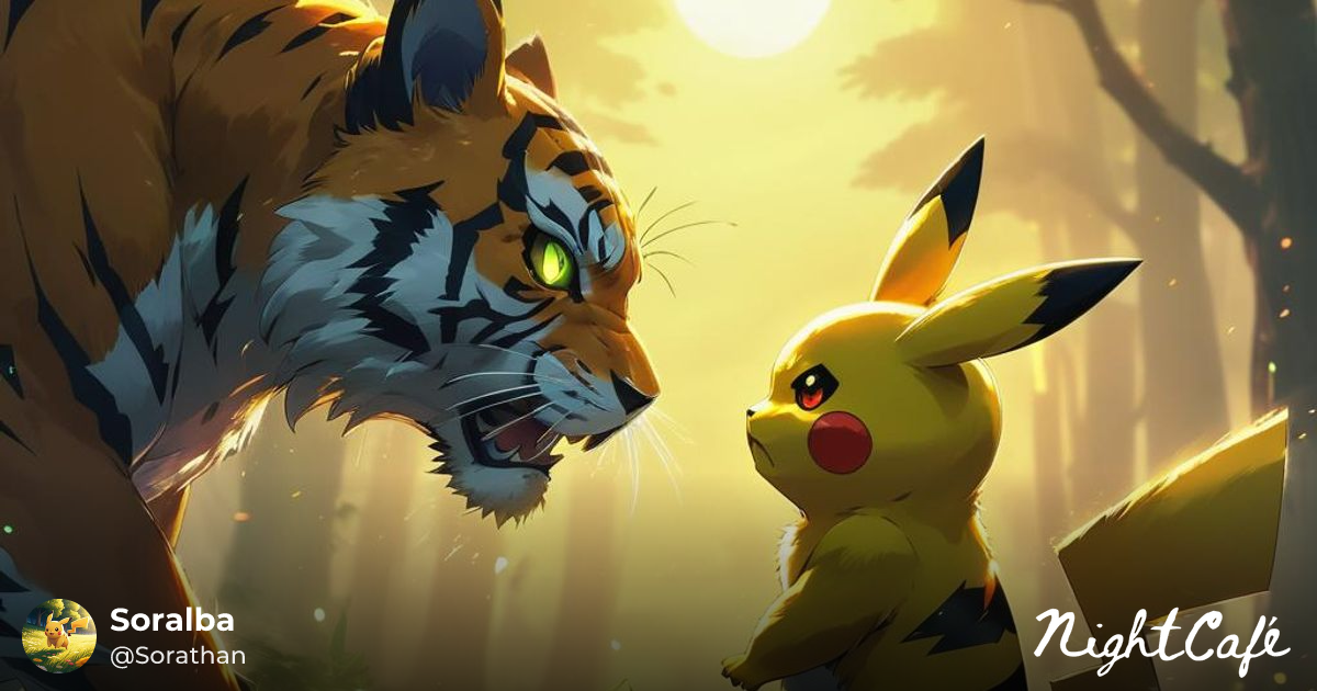 And who are you? - Pikachu Confronts Tiger in Bold Anime Sty...