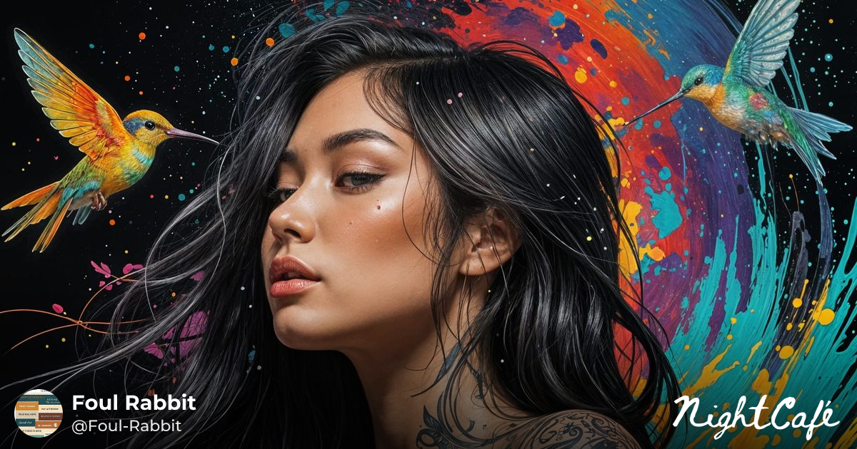 NSFW - Mystical Asian Goddess in Vibrant Digital Art
