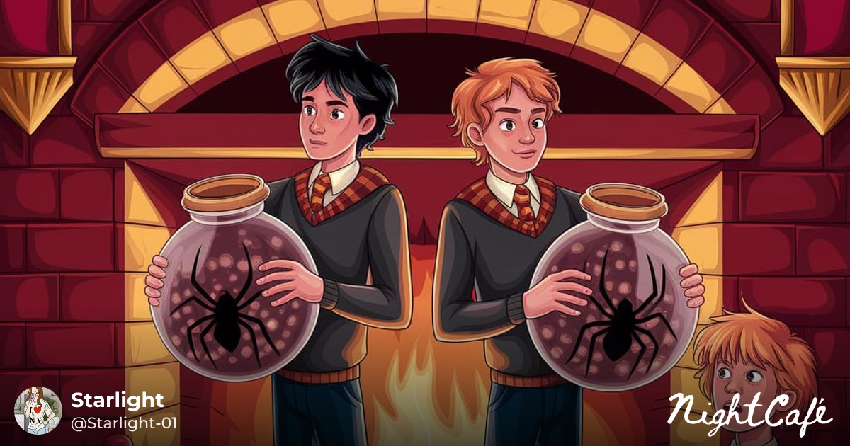Weasley Twins' Spider Prank in Gryffindor, Digital... - AI Art