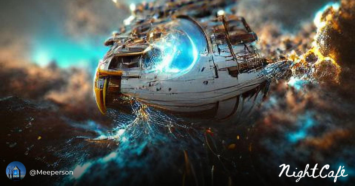 Spaceship Escaping Cosmic Disaster in Galactic Sto... - AI Art