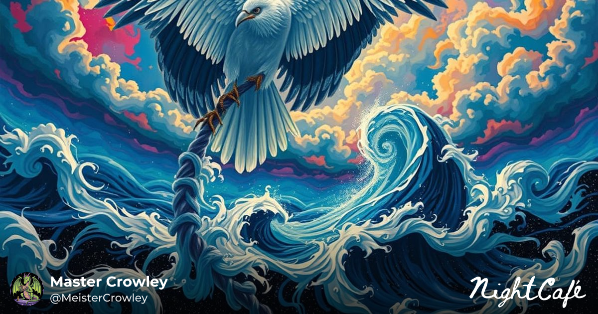 Majestic White Raven Unfolds the Cosmos in Vibrant... - AI Art