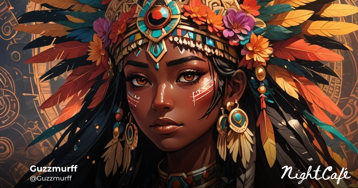 Aztec Girl in Vibrant Anime Manga Style - AI Art