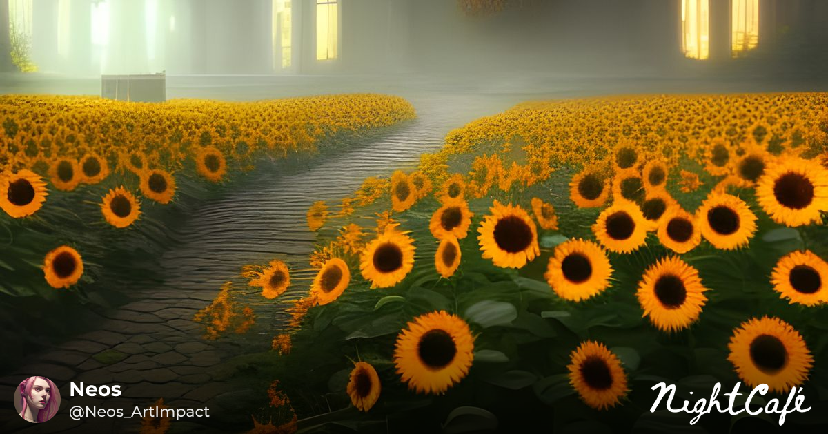 Sunflower Grove - Fantastical Sunflower Field in Warm Light