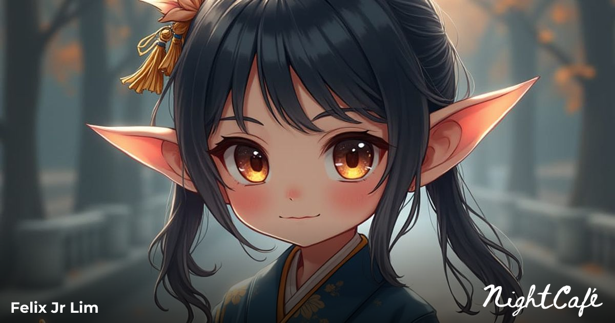 A Mysterious Halfling in Elegant Anime Style - AI Art