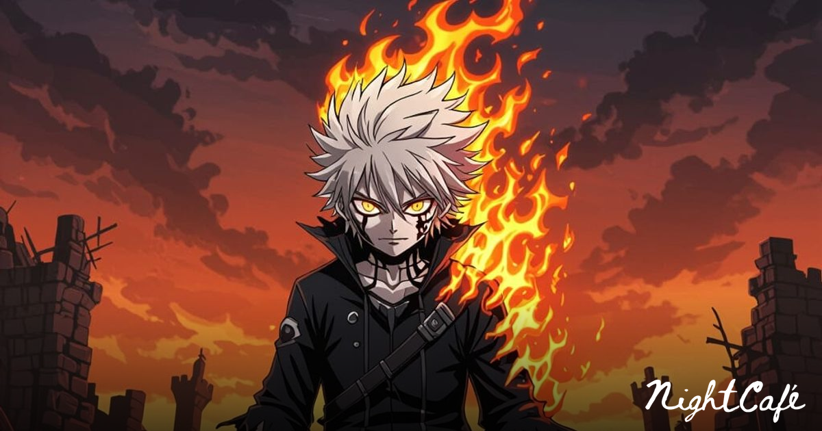 Demonic Asta Engulfed in Flames Over Clover Kingdo... - AI Art