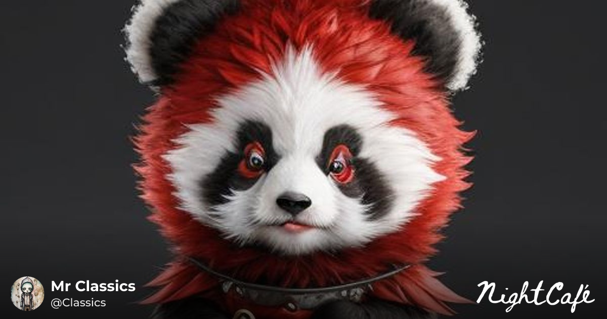 Knitted Red Panda with Feather Mohawk - AI Art