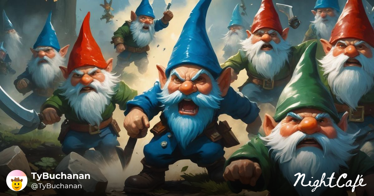 Gnomes Go into Battle - Gnomes Charge into Battle in Fantasy...