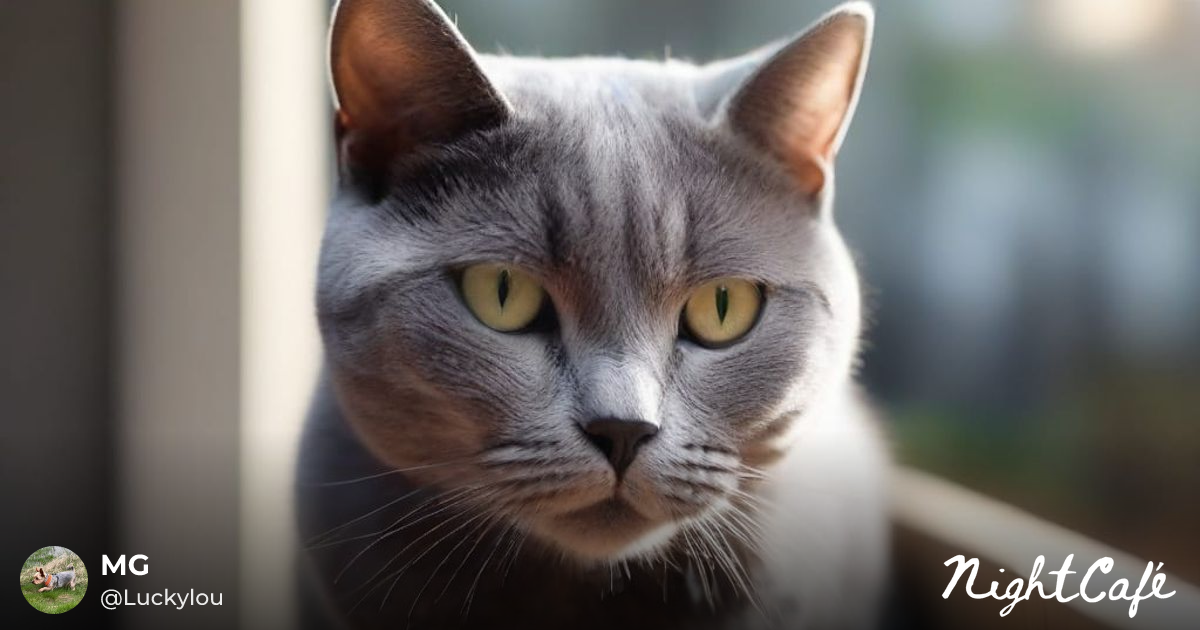 Pixar Style Gray Cat Interacting with Human Hand - AI Art