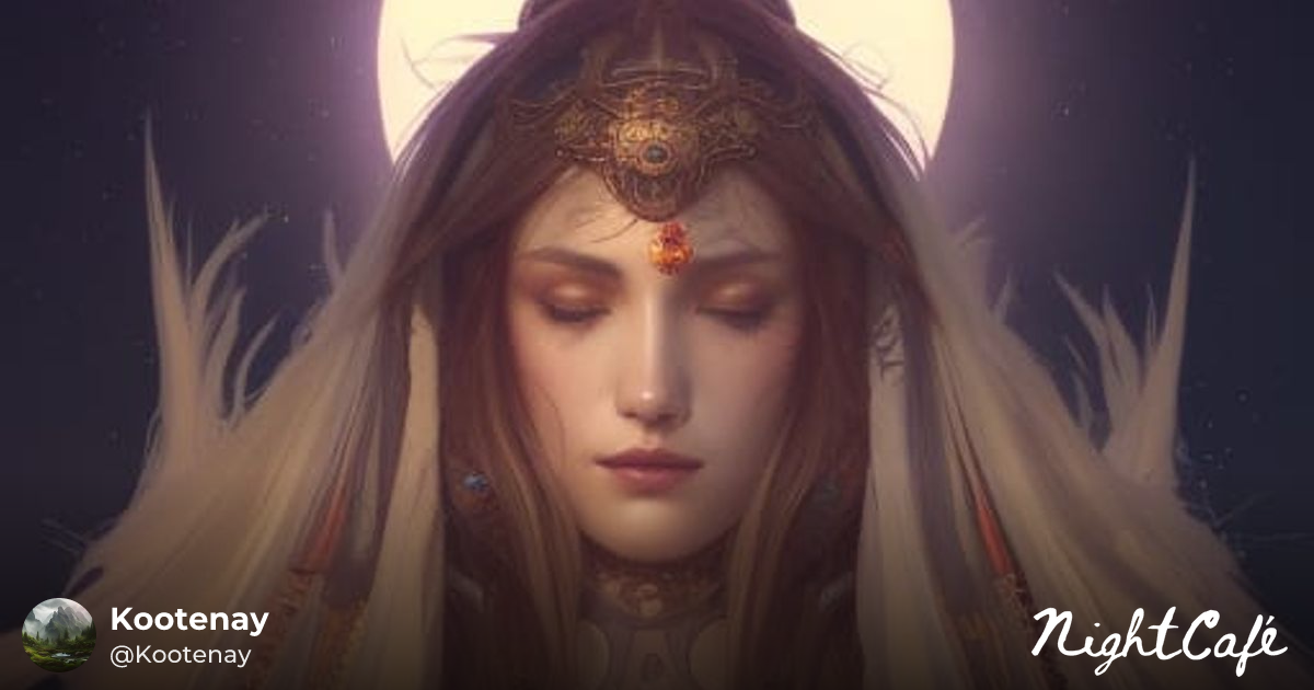 moon priestess - Detailed Moon Priestess Portrait in Art Nou...