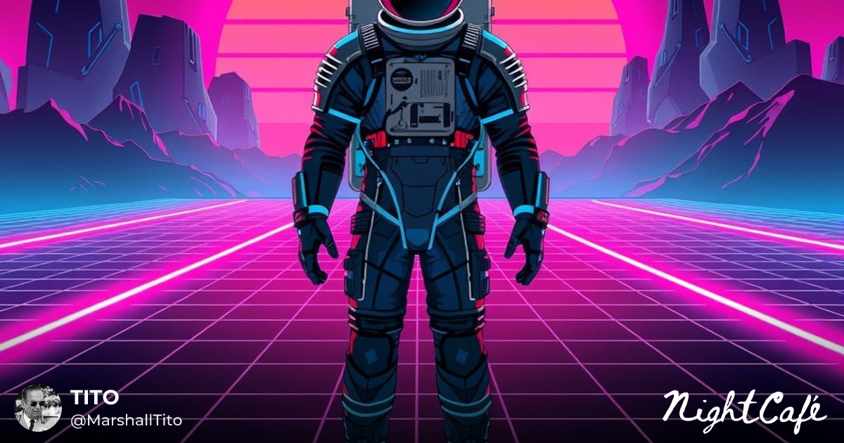 Synthwave Astronaut - Synthwave Astronaut Hero in Retro-Futu...