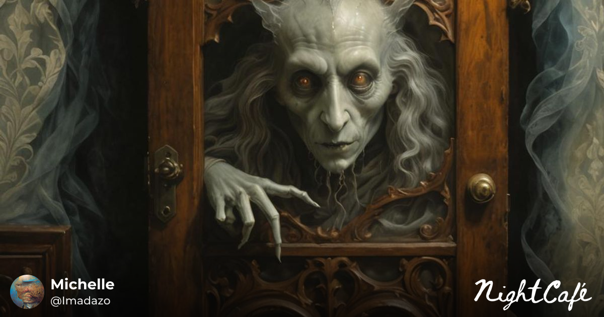 Spirit door - Ghostly Figure Peering Through Antique Doorway