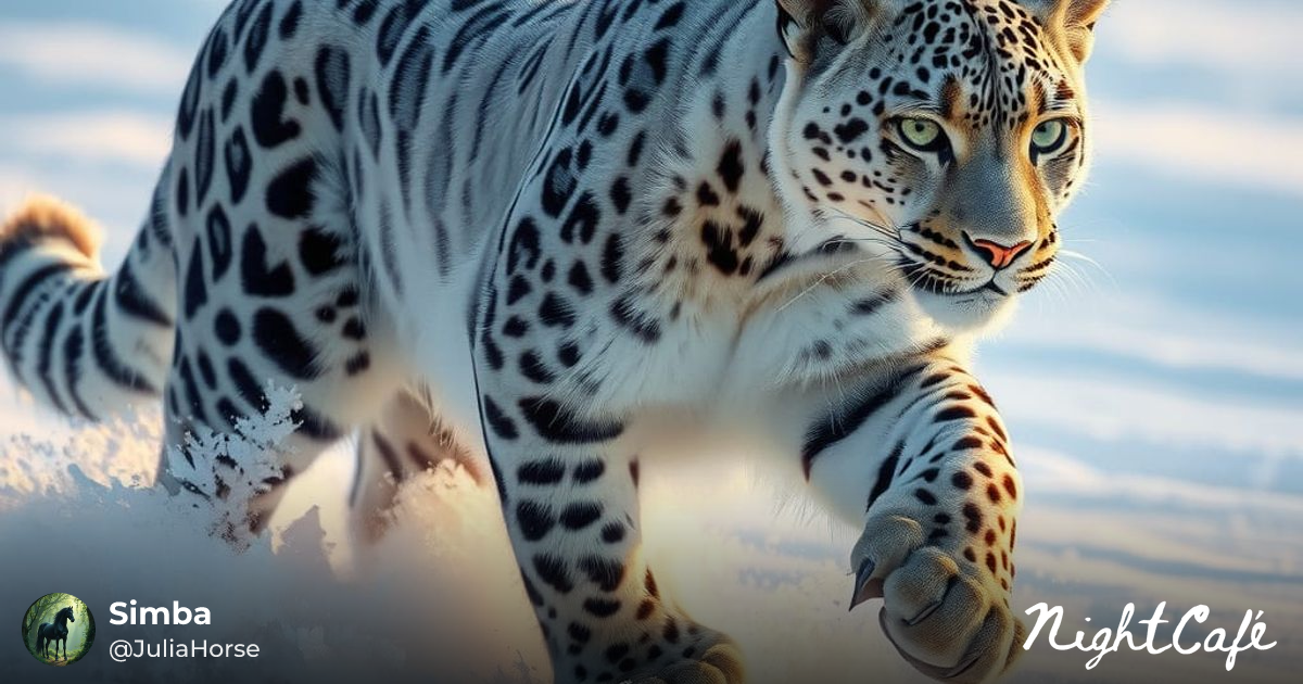 Majestic Snow Leopard in Winter Wonderland, in 3D ... - AI Art