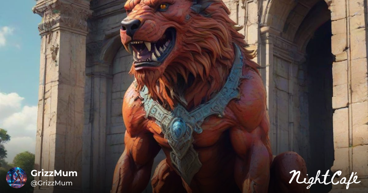 The Cerberus, sitting outside an old ruined temple