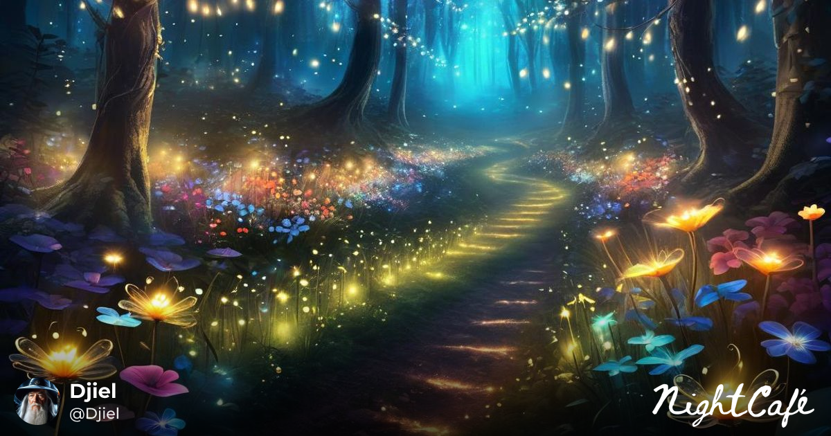 Enchanted Forest with Glowing Fireflies, Fantasy P... - AI Art