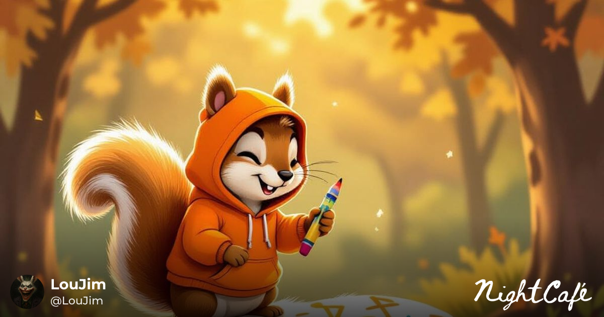 Mischievous Squirrel drawing on a sleeping dog