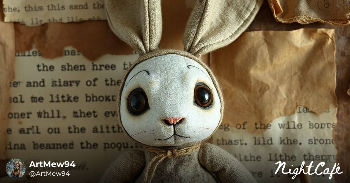Vintage Stuffed Bunny - Distressed Vintage Bunny in Gritty,