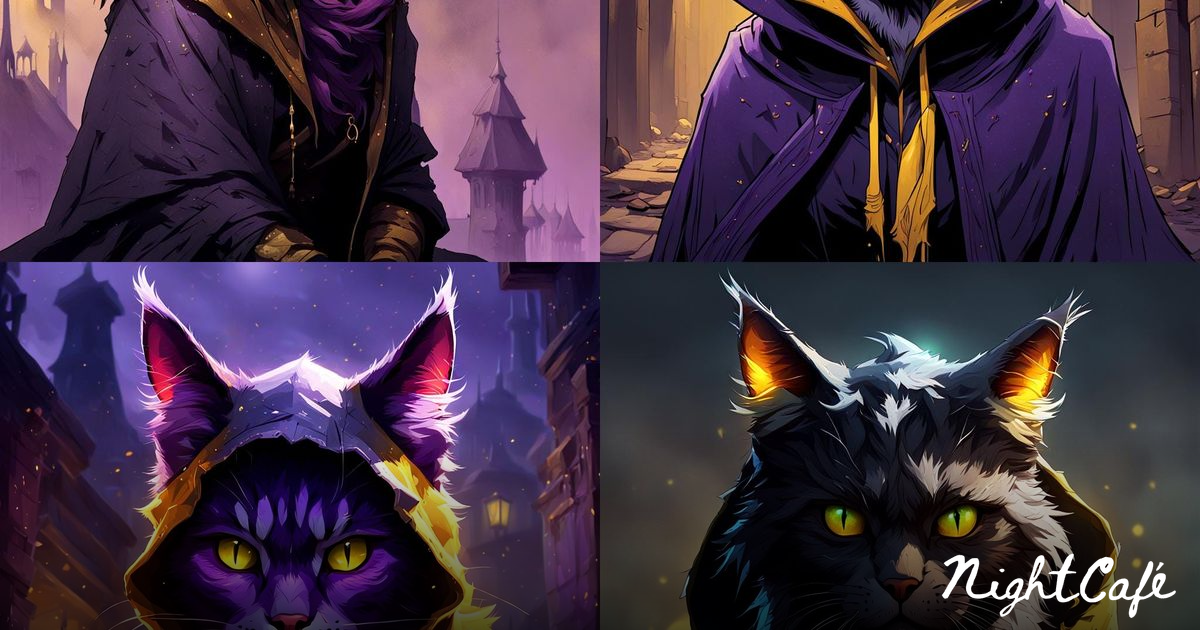 Furry Tricolor Cat Rogue in Dark Fantasy Style - AI Art