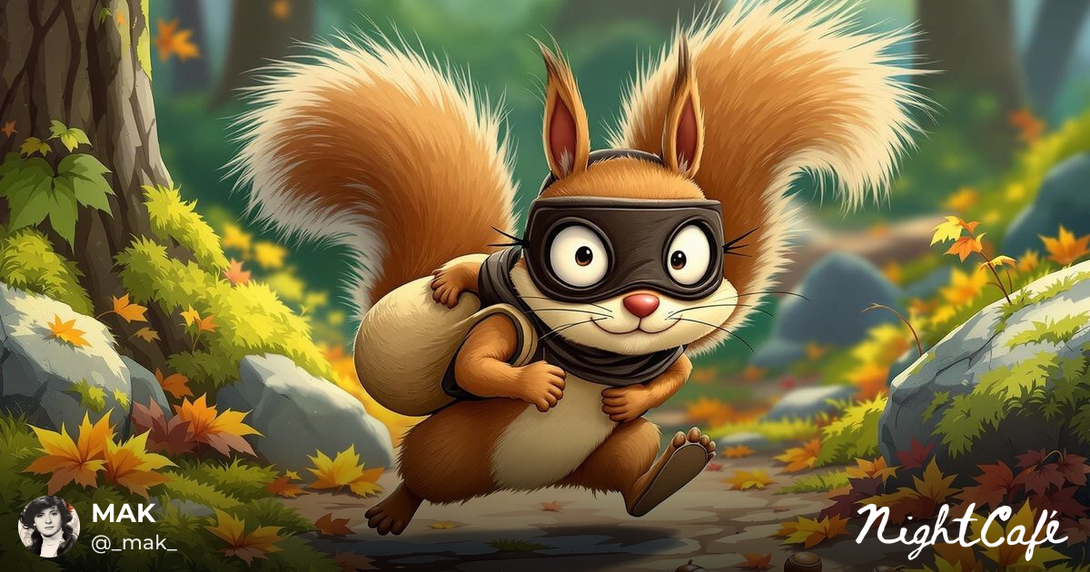 Mischievous squirrel - Cartoon Squirrel Burglar in Whimsical...