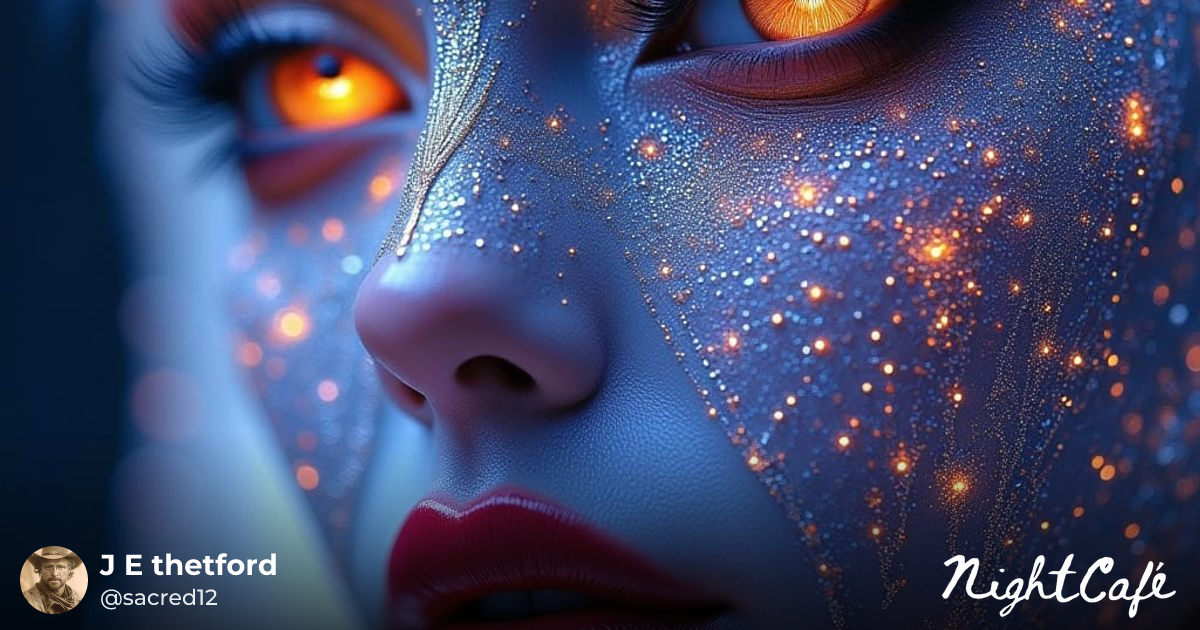 Extreme Macro Photography Of A Human Covered In Crystalline Energy Patterns, Dreamy Ethereal Ref...