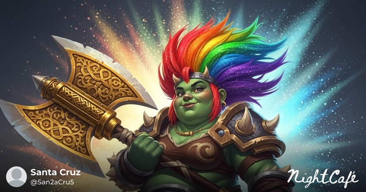 Female Barbarian Goliath - Glitter Barbarian with Gold Axe i...