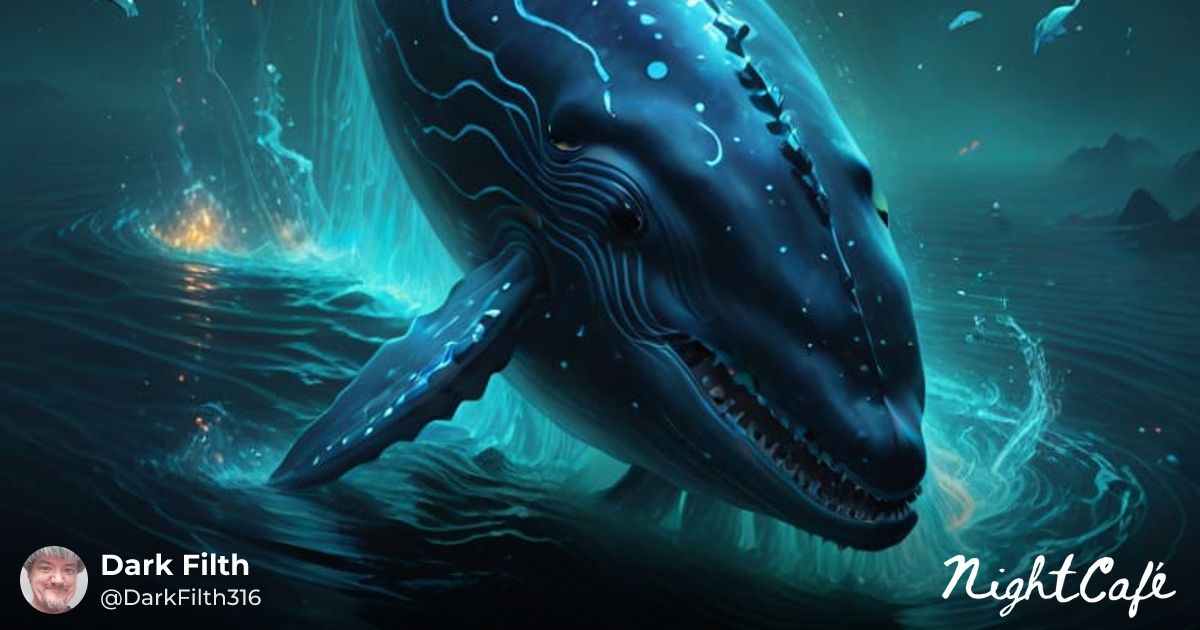 Ghost Whale - Surreal Ghost Whale in Bioluminescent Oil Pain...