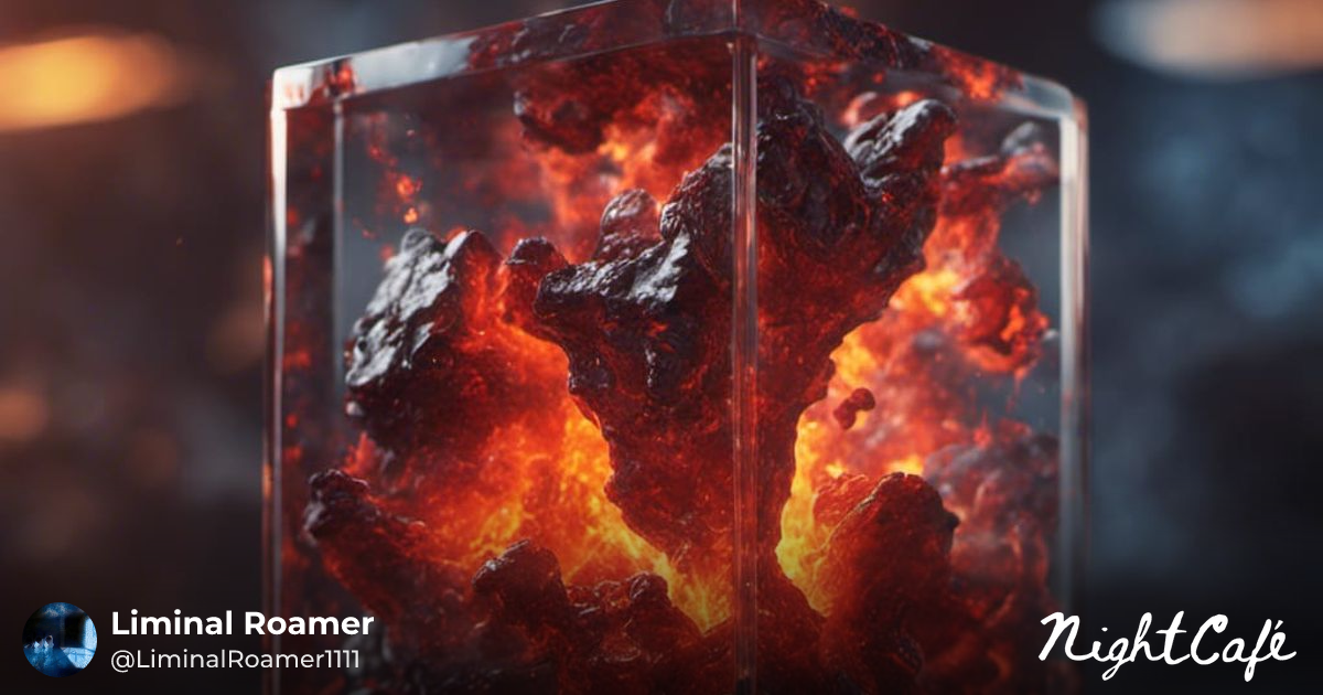 Lava cube - Lava in Glass Cube: 8K Realistic Art