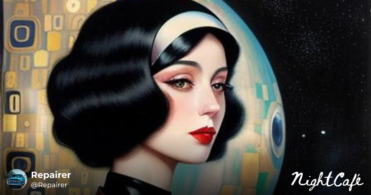 Woman in Hijab on Alien Planet, Klimt-Style Painti... - AI Art