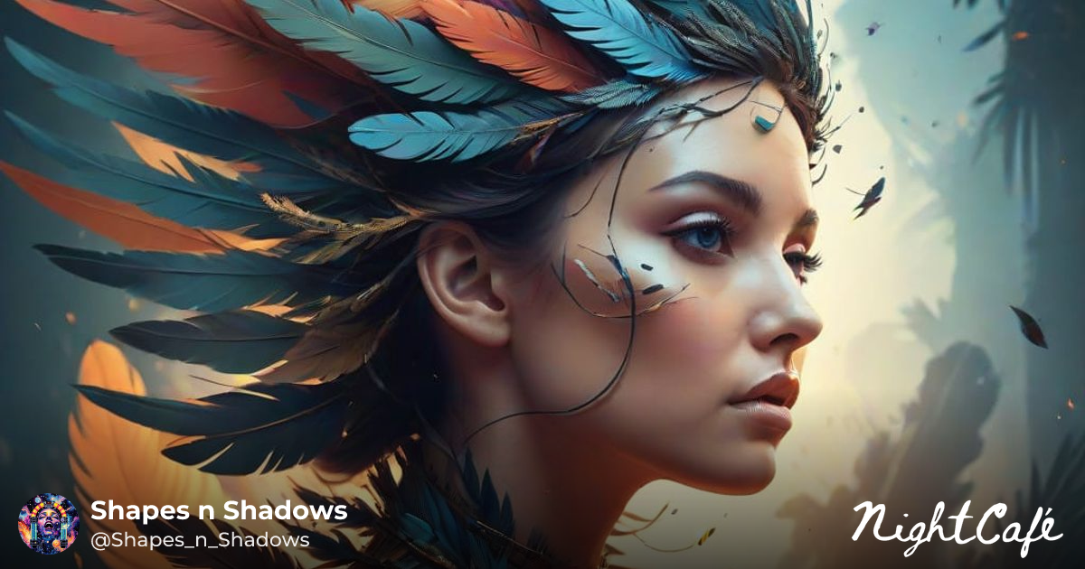 Feathered Female - Ethereal Double Exposure Portrait