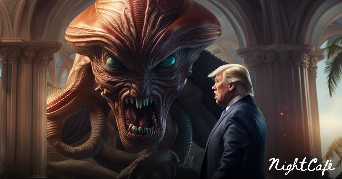Donald Trump Battles Alien at Mar-a-Lago - AI Art