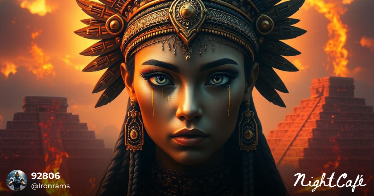 Aztec Princess Weeps Amidst Burning Pyramids in Fi... - AI Art
