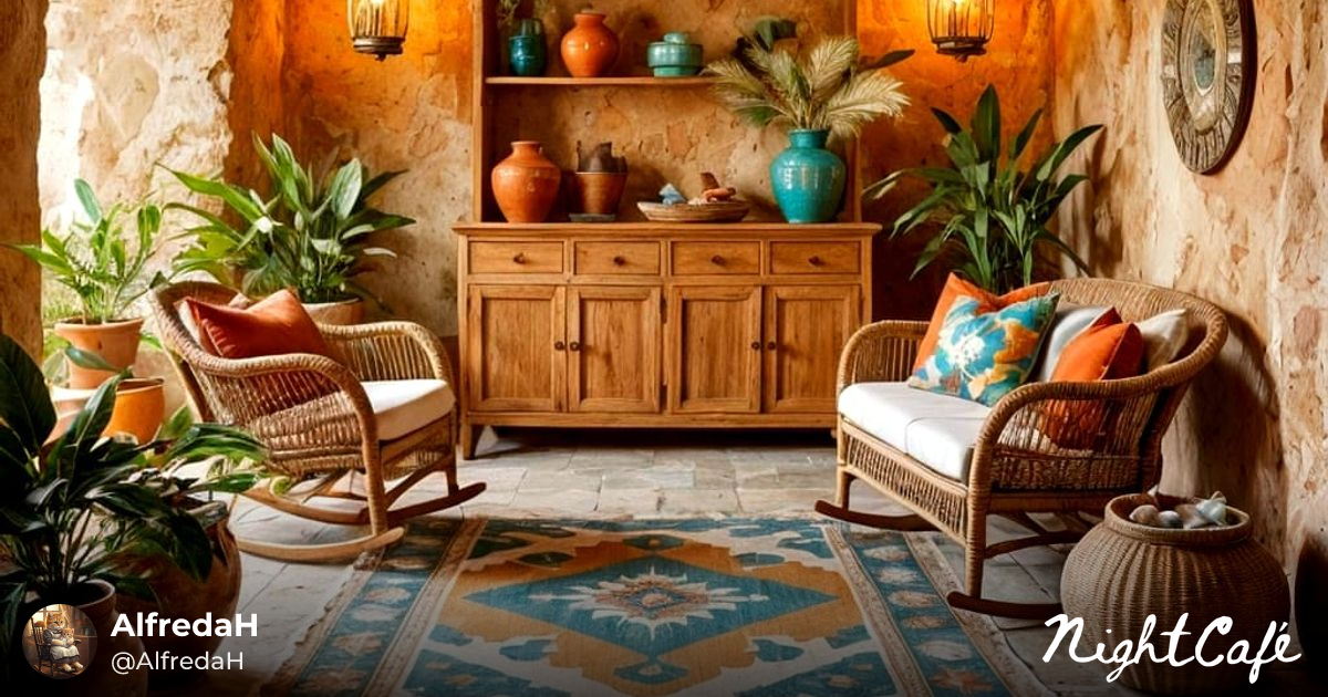 Terracotta Reverie - Rustic Terracotta Cave Interior with Bo...