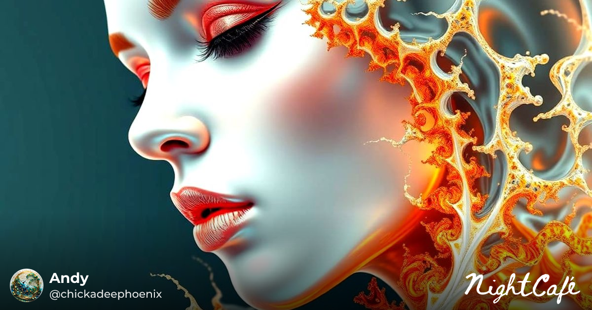 Fractal portrait - Surreal Fractal Portrait of a Girl in Liq...