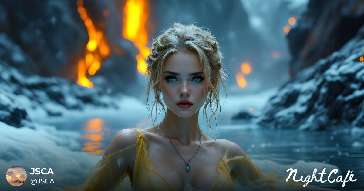 A hot spring bath on a cold day - Norse Goddess Bathes in St...