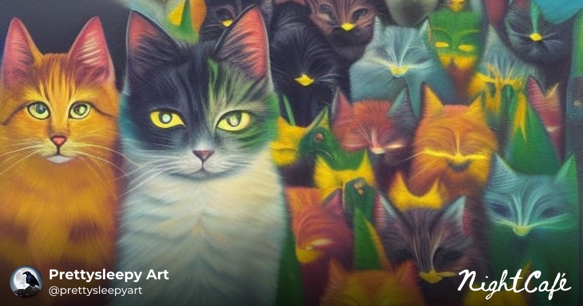 Endless Cats - Dystopian City Made of Cats: Cartoon Art