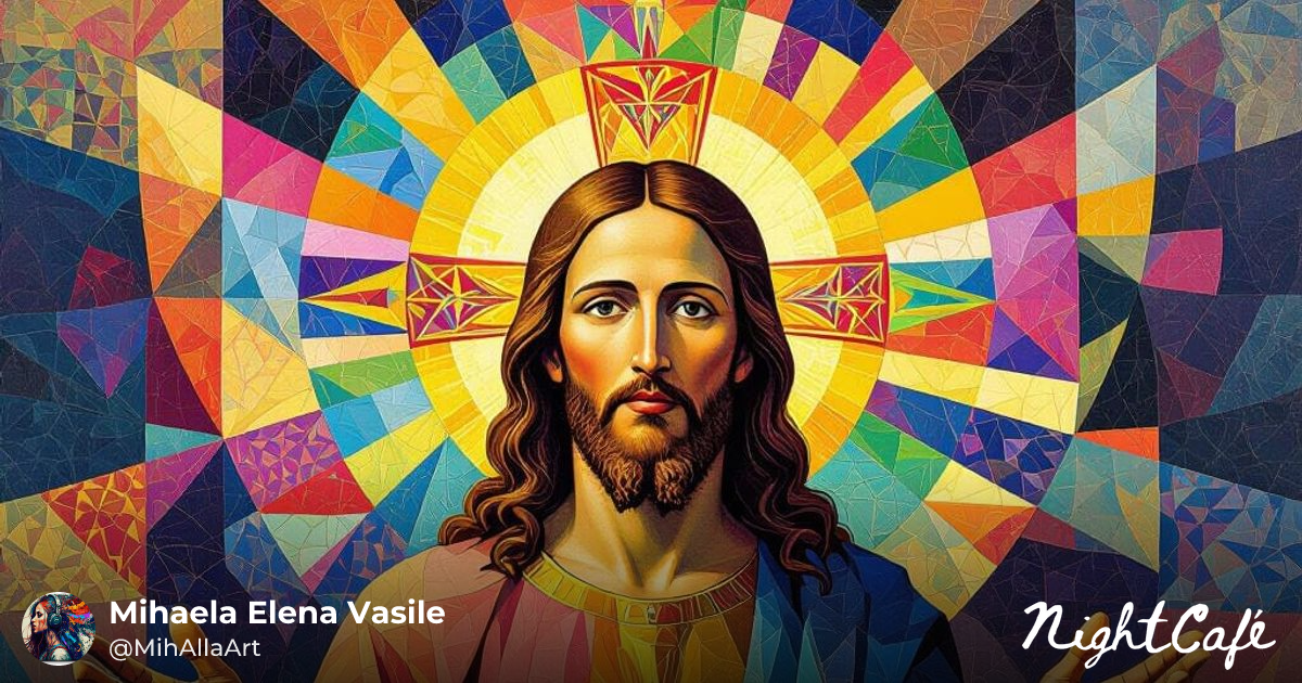 Jesus- geometric art - Geometric Jesus in Vibrant Op Art Sty...