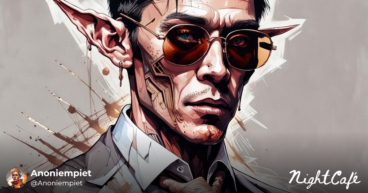 Daily portrait 14e - Cyborg Elf Portrait in Cyberpunk Inkpun...